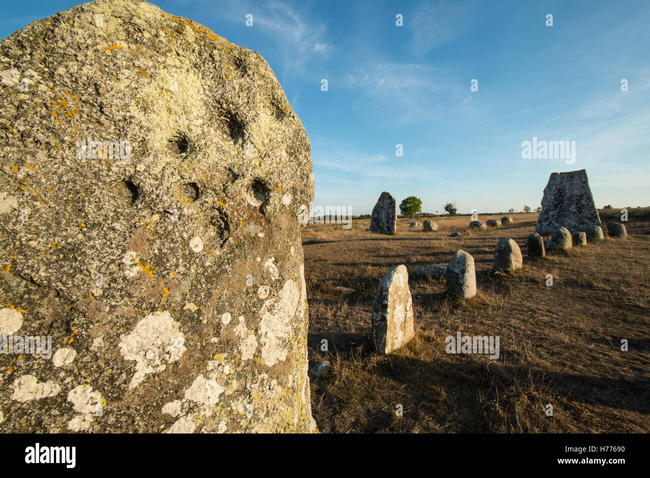 Viking stone ship burial ground of Gettlinge, Oland, Southeast Sweden ...