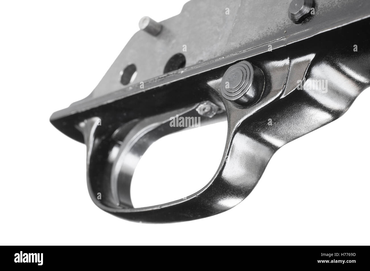 Cross block safety and trigger on a rifle isolated on white Stock Photo ...