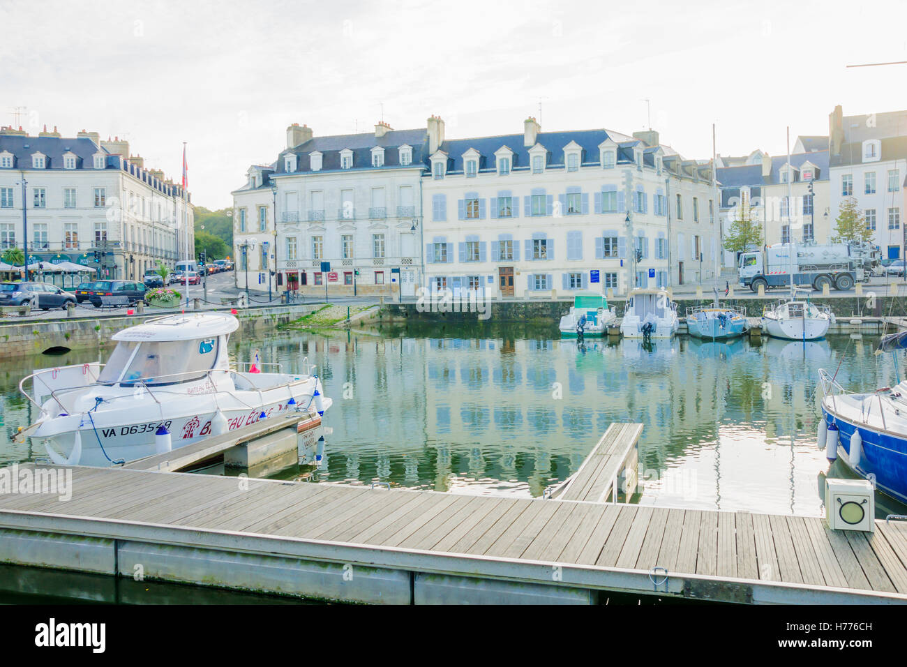 VANNES, FRANCE - OCTOBER 02, 2012: View of the port of Vannes, with ...