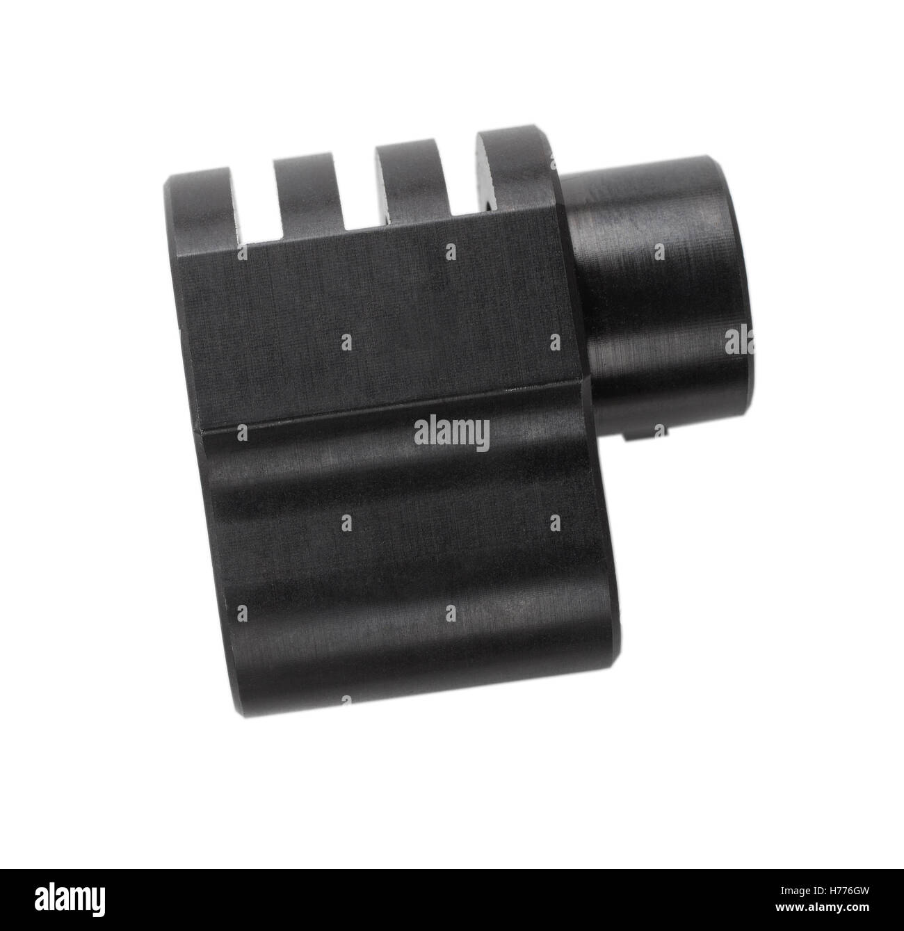 Mechanical device designed to reduce recoil in a pistol on white Stock ...