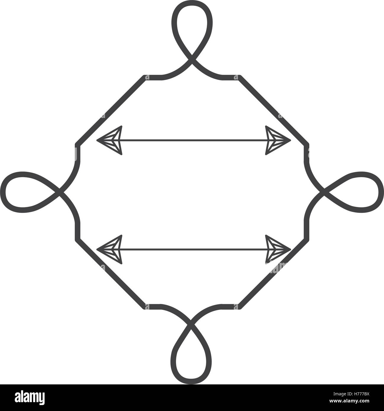 silhouette with continued lines and two arrows vector illustration ...