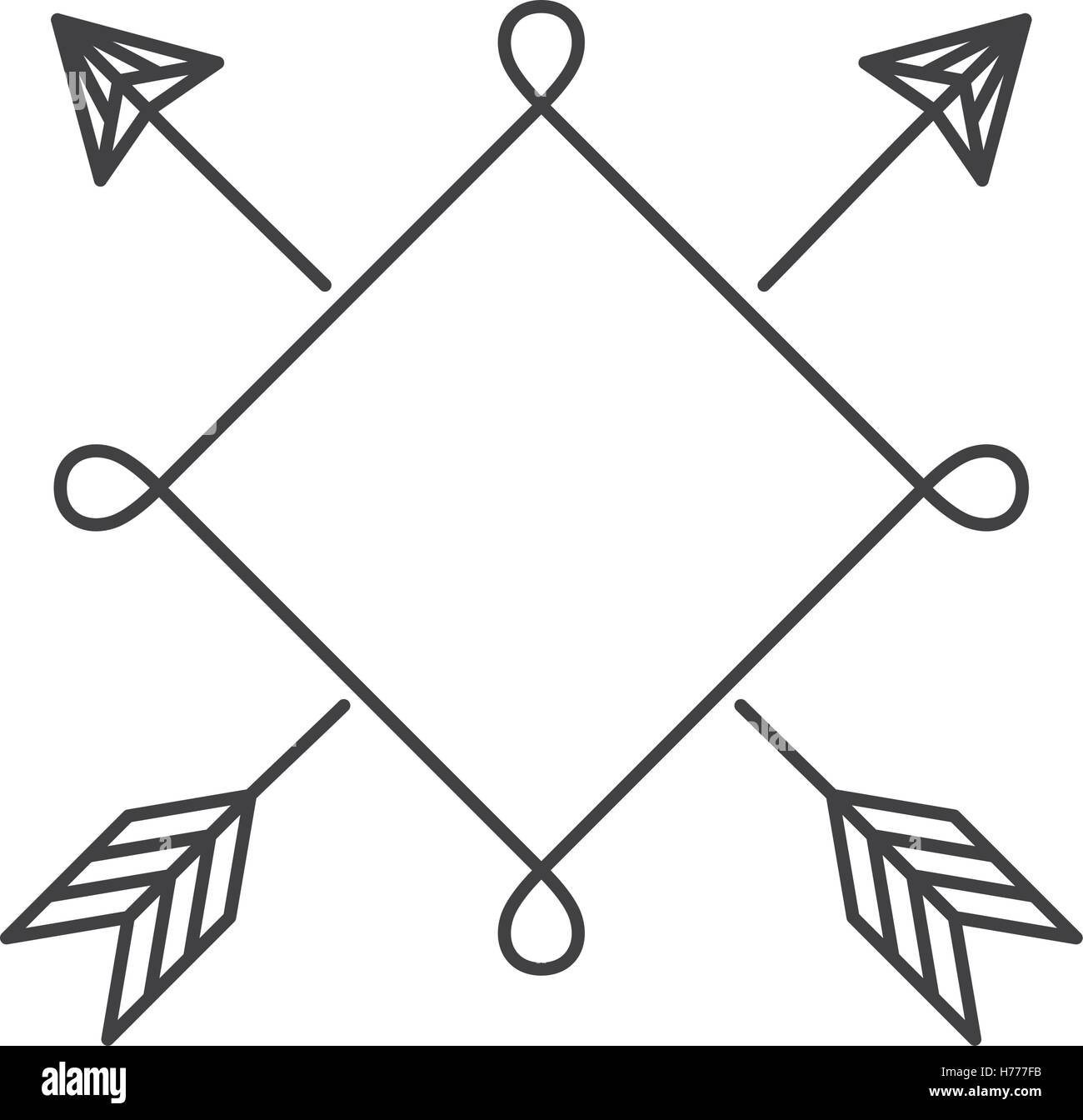 silhouette square with arrows outside vector illustration Stock Vector ...