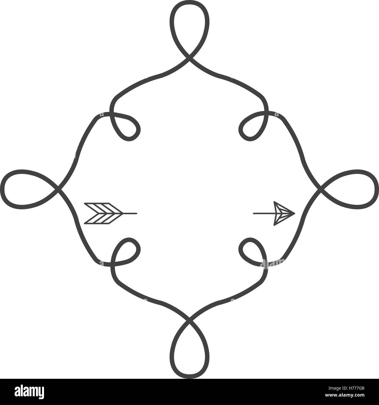 silhouette with continued lines and arrow vector illustration Stock ...