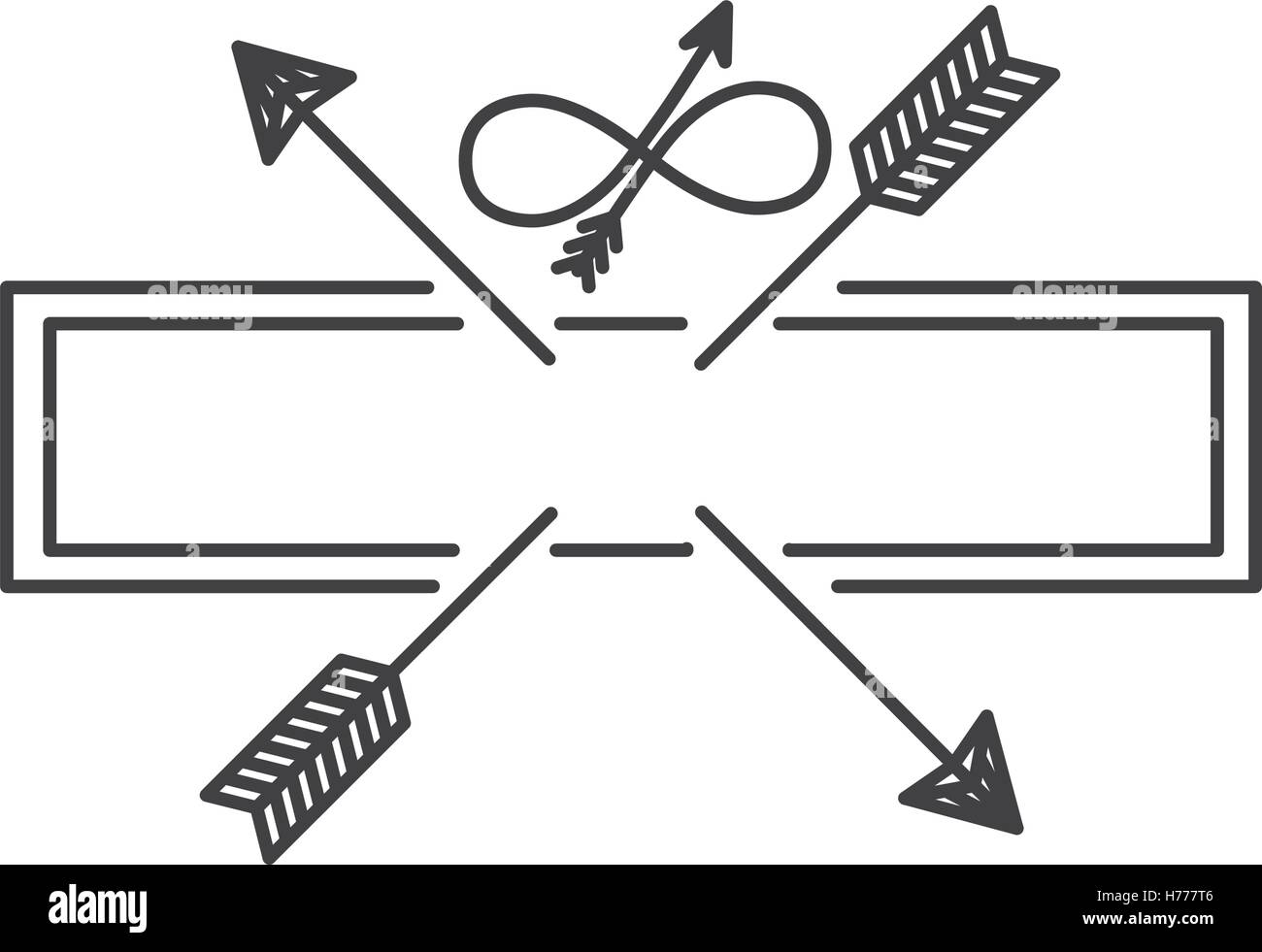 silhouette with crossed arrows on rectangle vector illustration Stock ...