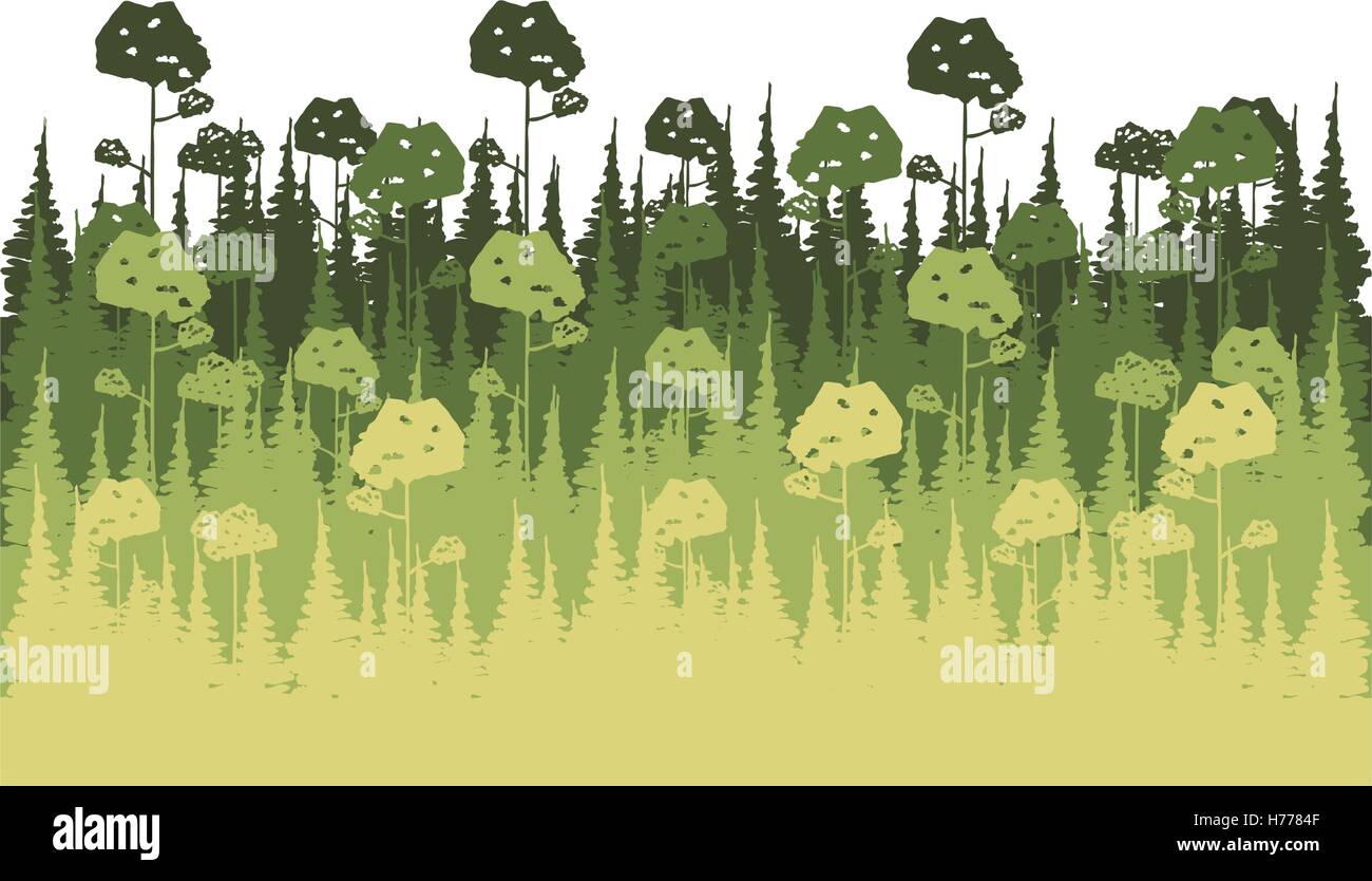 colorful lanscape with big jungle trees vector illustration Stock ...