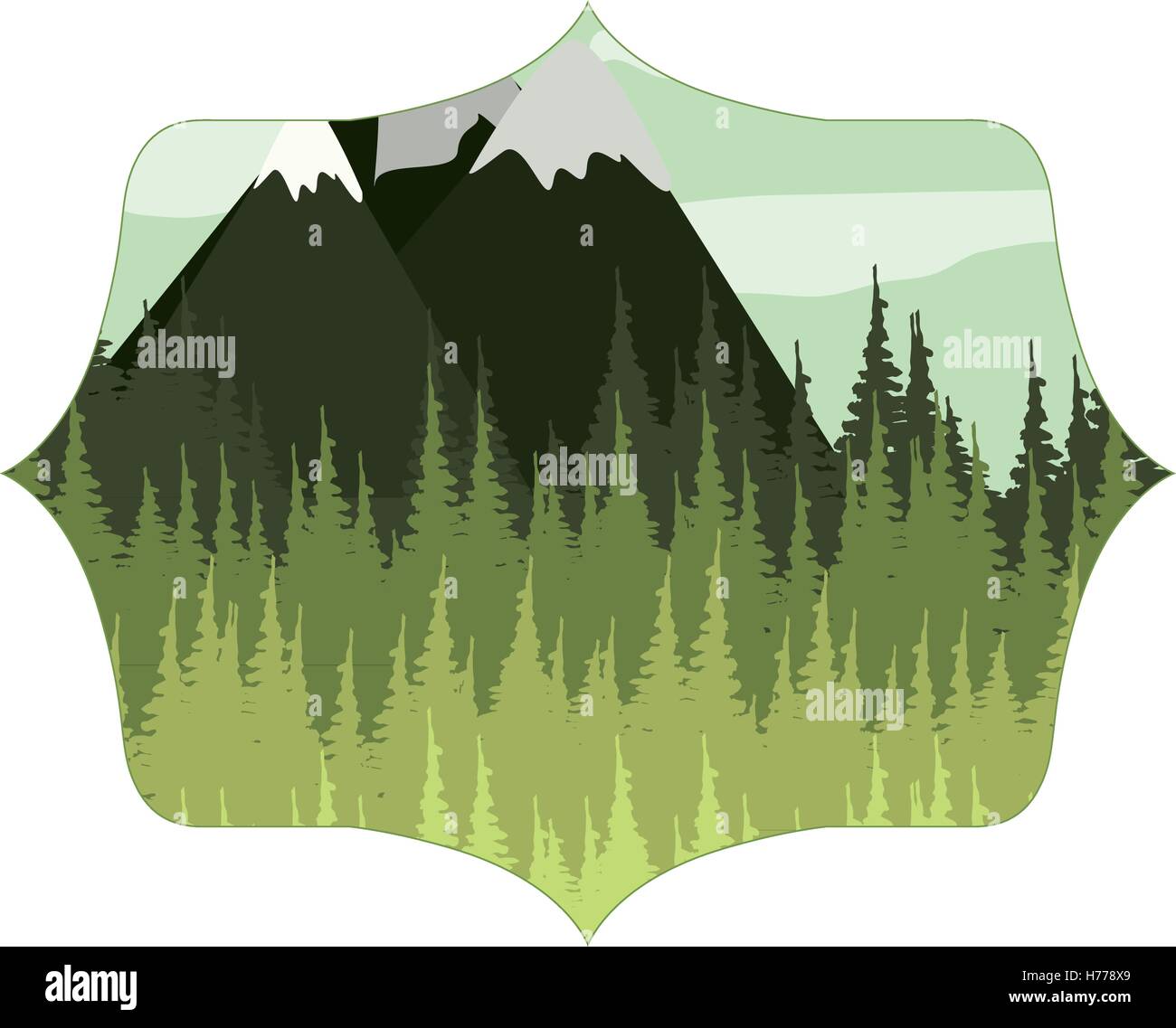 frame with forest and Snowy Mountains vector illustration Stock Vector ...
