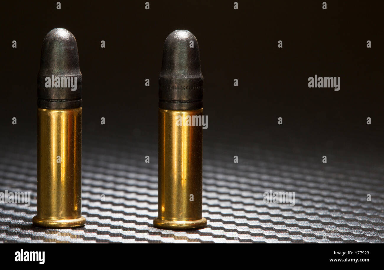 Cartridges that are for use in a twenty two caliber firearm Stock Photo ...