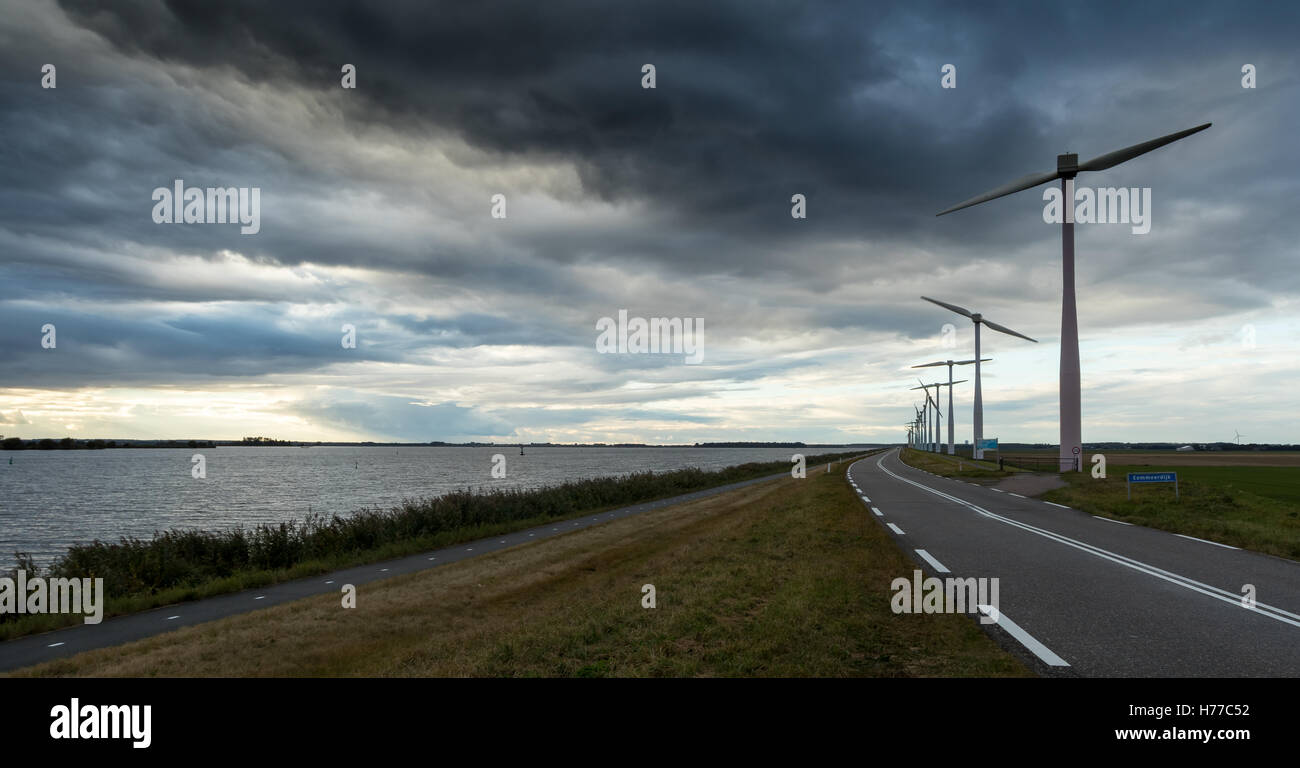 Road through rural landscape, Zeewolde, flevoland, netherlands Stock ...