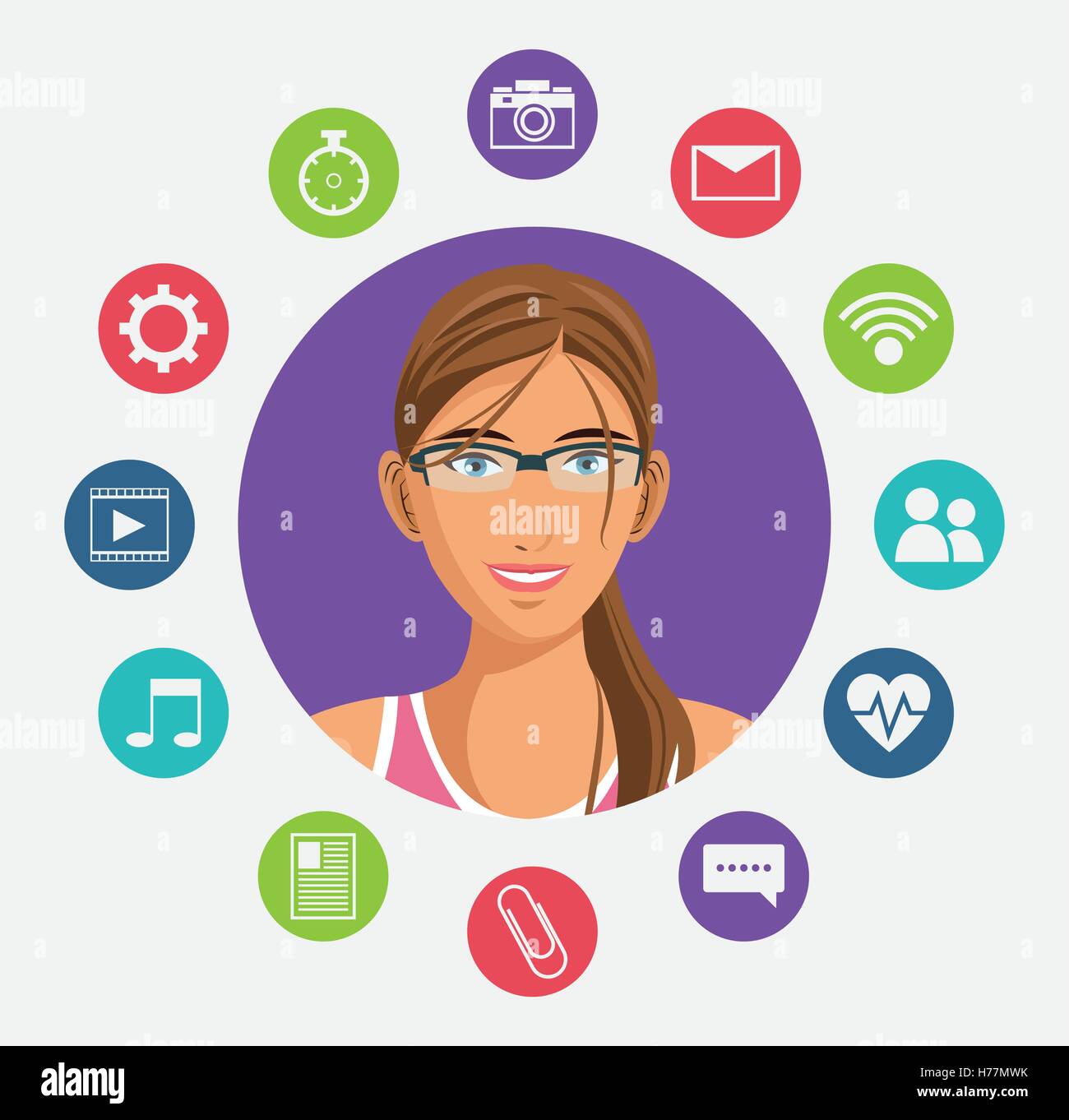 Girl cartoon and wearable technology design Stock Vector Image & Art ...