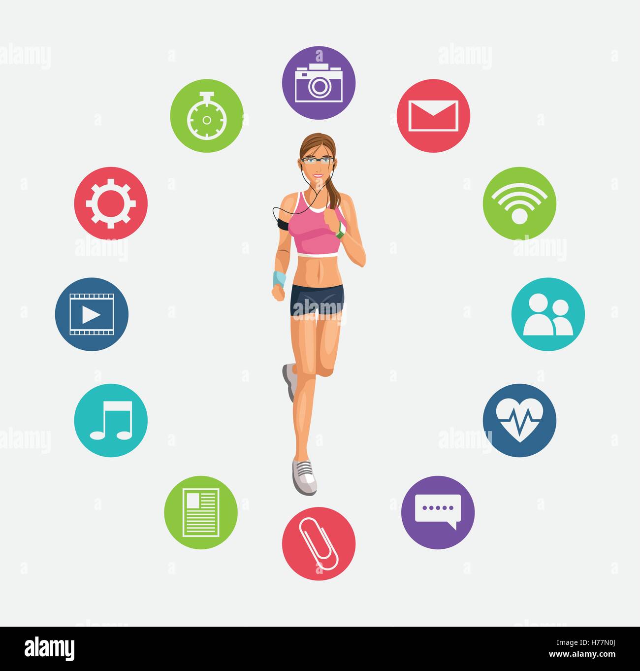 Girl cartoon and wearable technology design Stock Vector Image & Art ...