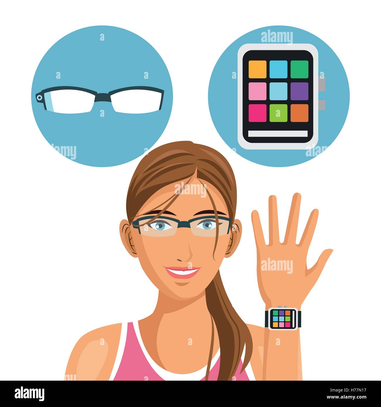 Girl cartoon and wearable technology design Stock Vector Image & Art ...