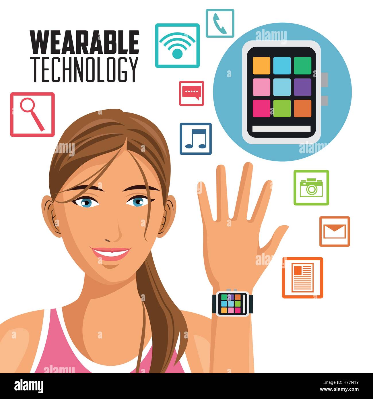 Girl cartoon and wearable technology design Stock Vector Image & Art ...