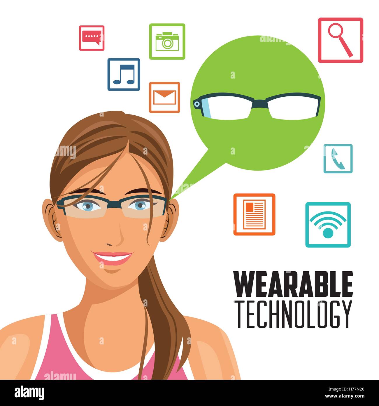 Girl cartoon wearable technology design hi-res stock photography and ...