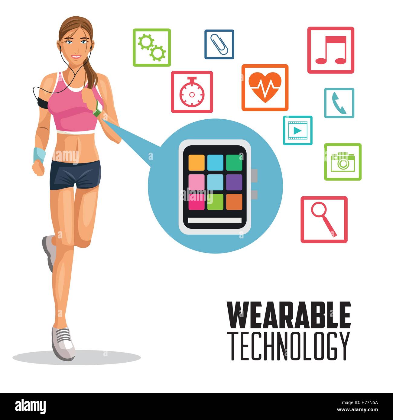 Girl cartoon and wearable technology design Stock Vector Image & Art ...