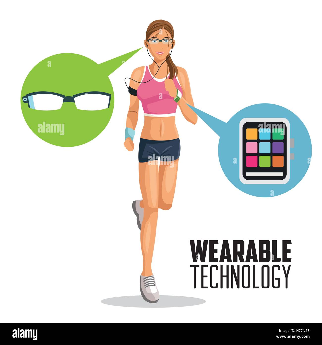 Girl cartoon and wearable technology design Stock Vector Image & Art ...