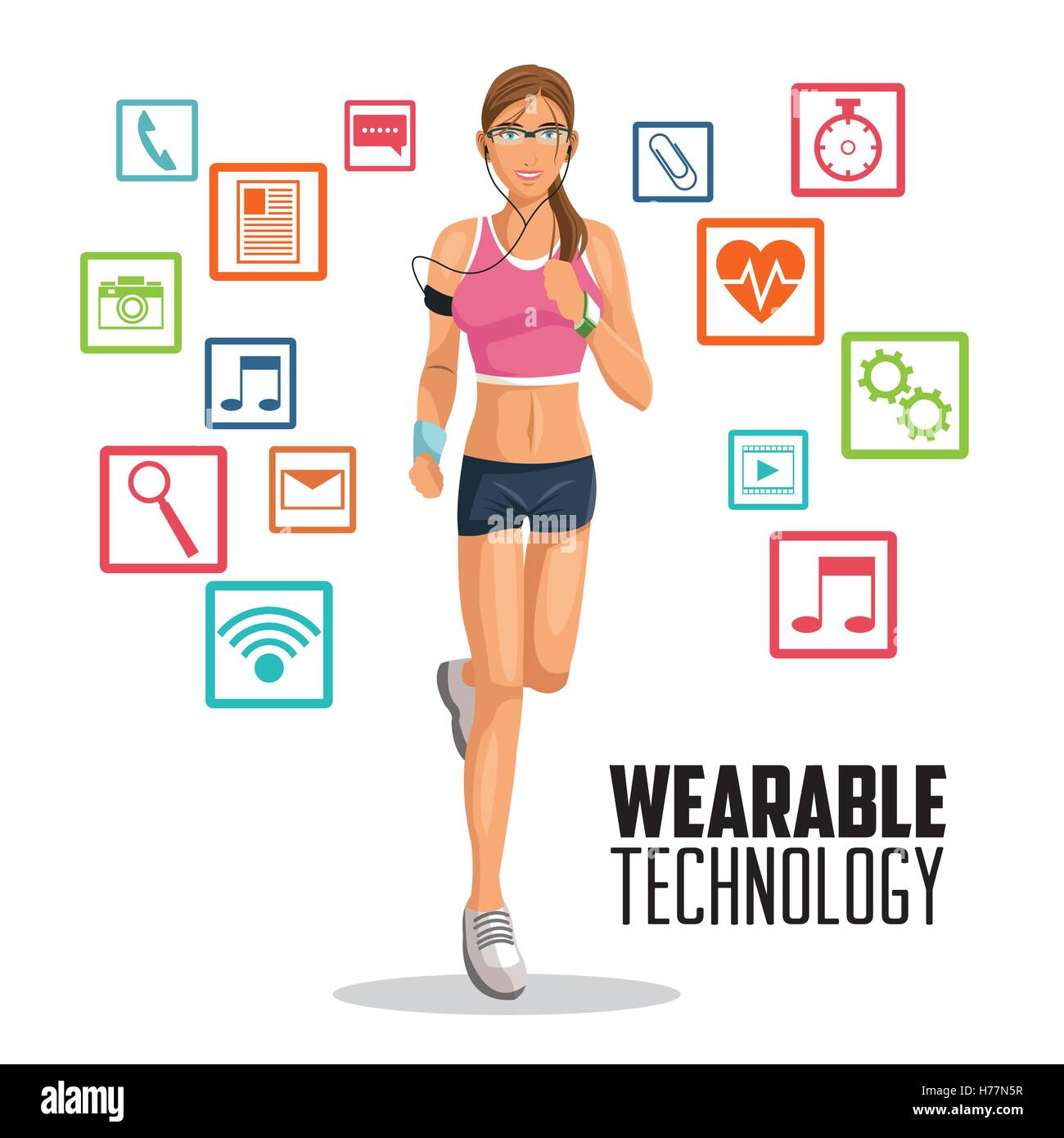 Girl cartoon and wearable technology design Stock Vector Image & Art ...
