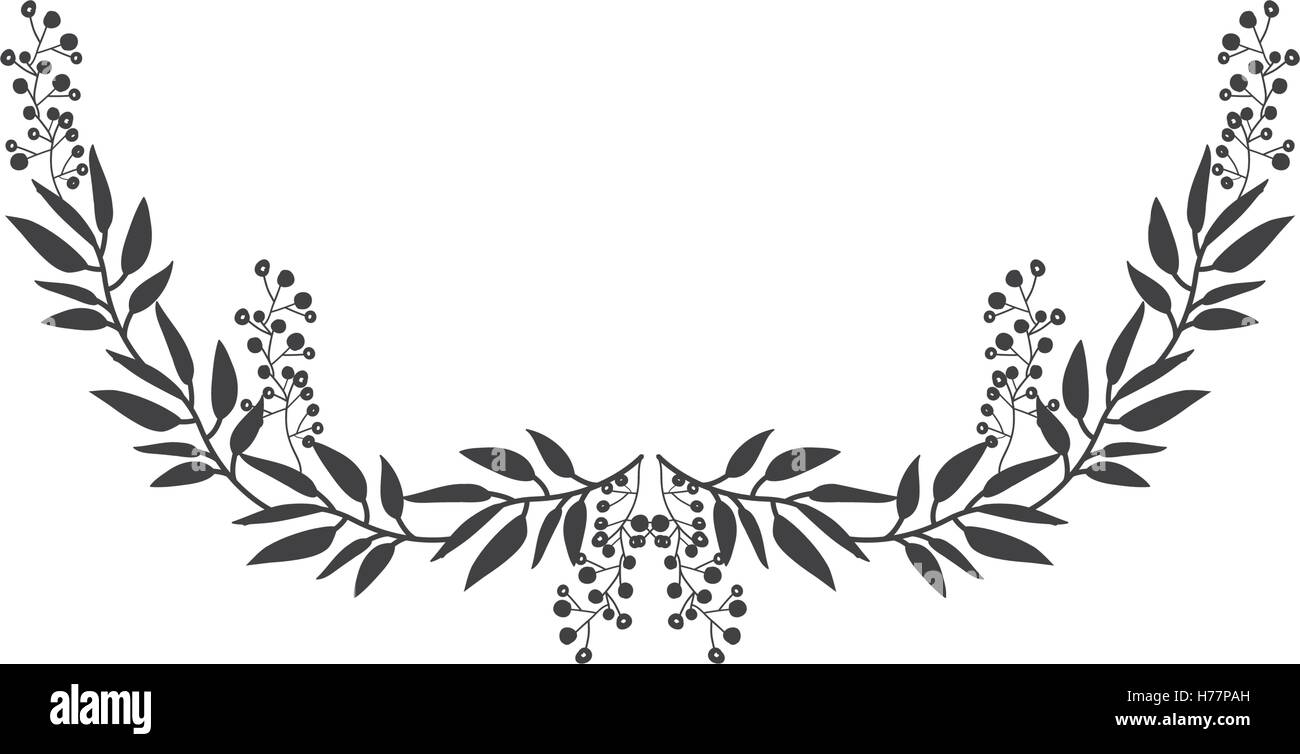 gray scale half crown with olive long branch vector illustration Stock ...