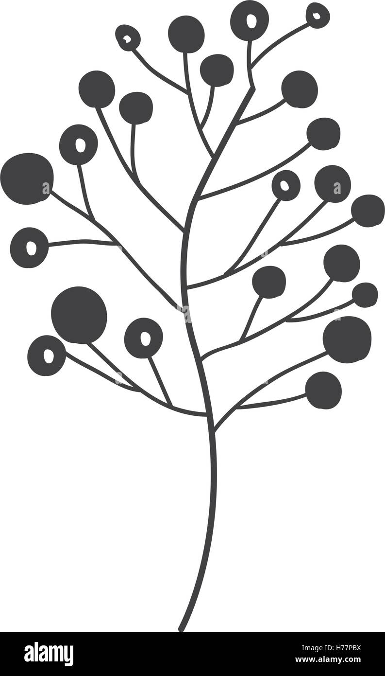 gray scale big branch olive with fruits vector illustration Stock ...