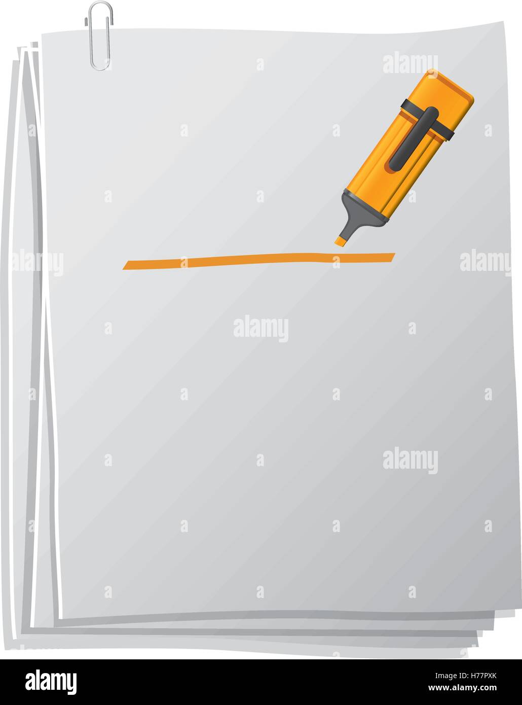 sheets of paper with highlighter pen vector illustration Stock Vector ...