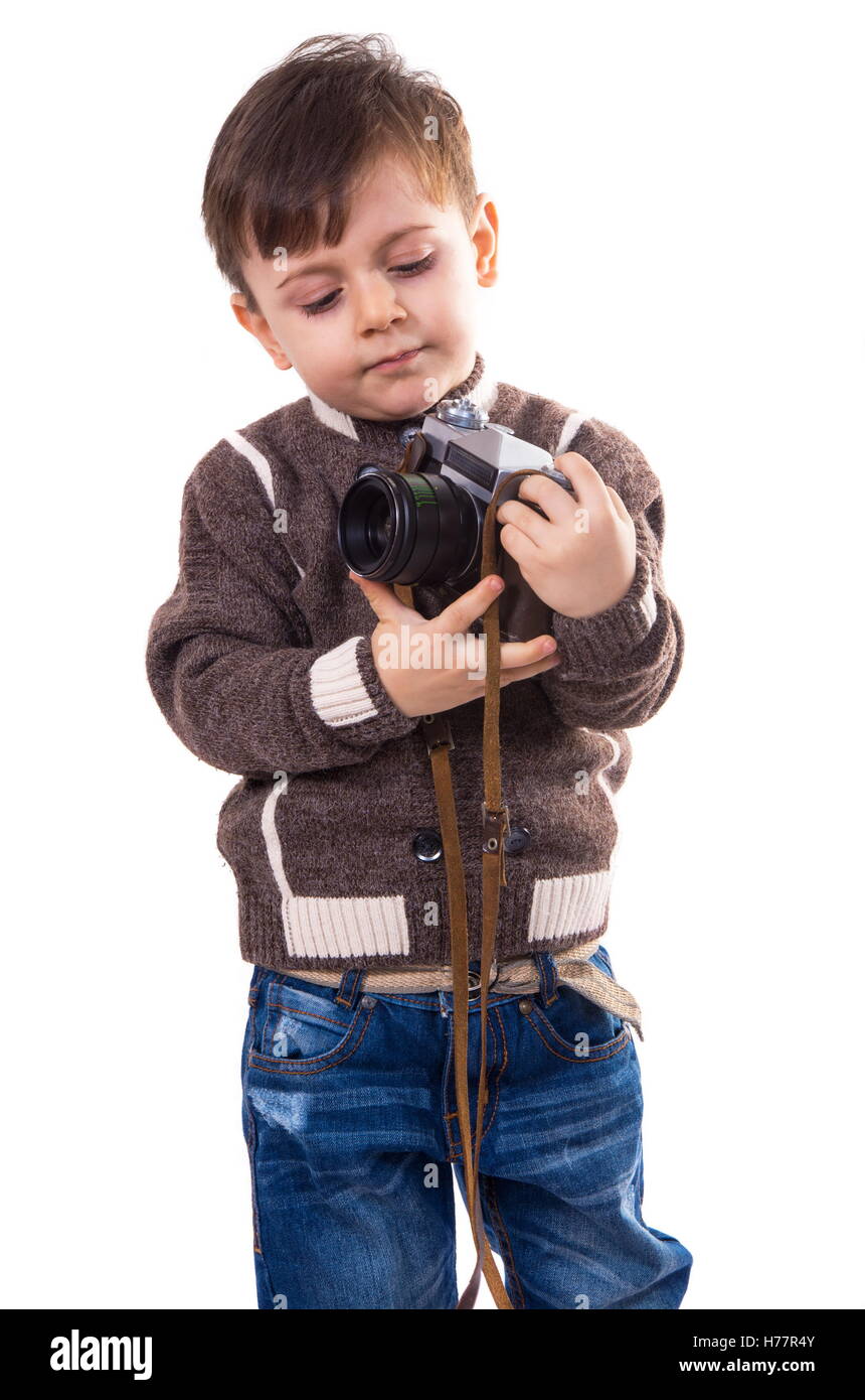 portrait of the boy with camera Stock Photo - Alamy