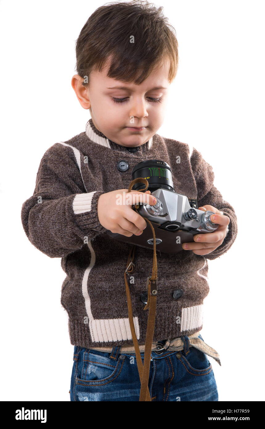 portrait of the boy with camera Stock Photo - Alamy