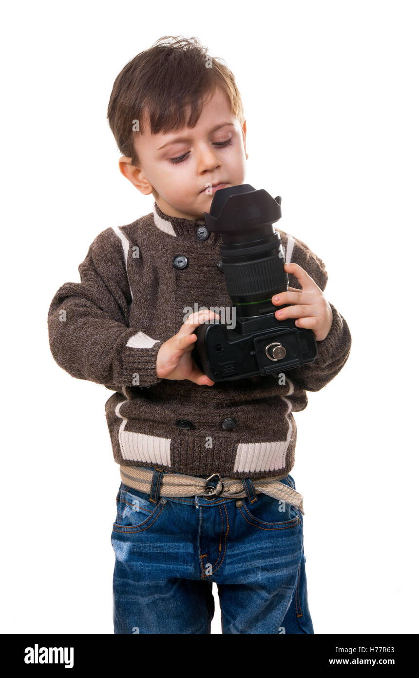portrait of the boy with camera Stock Photo - Alamy