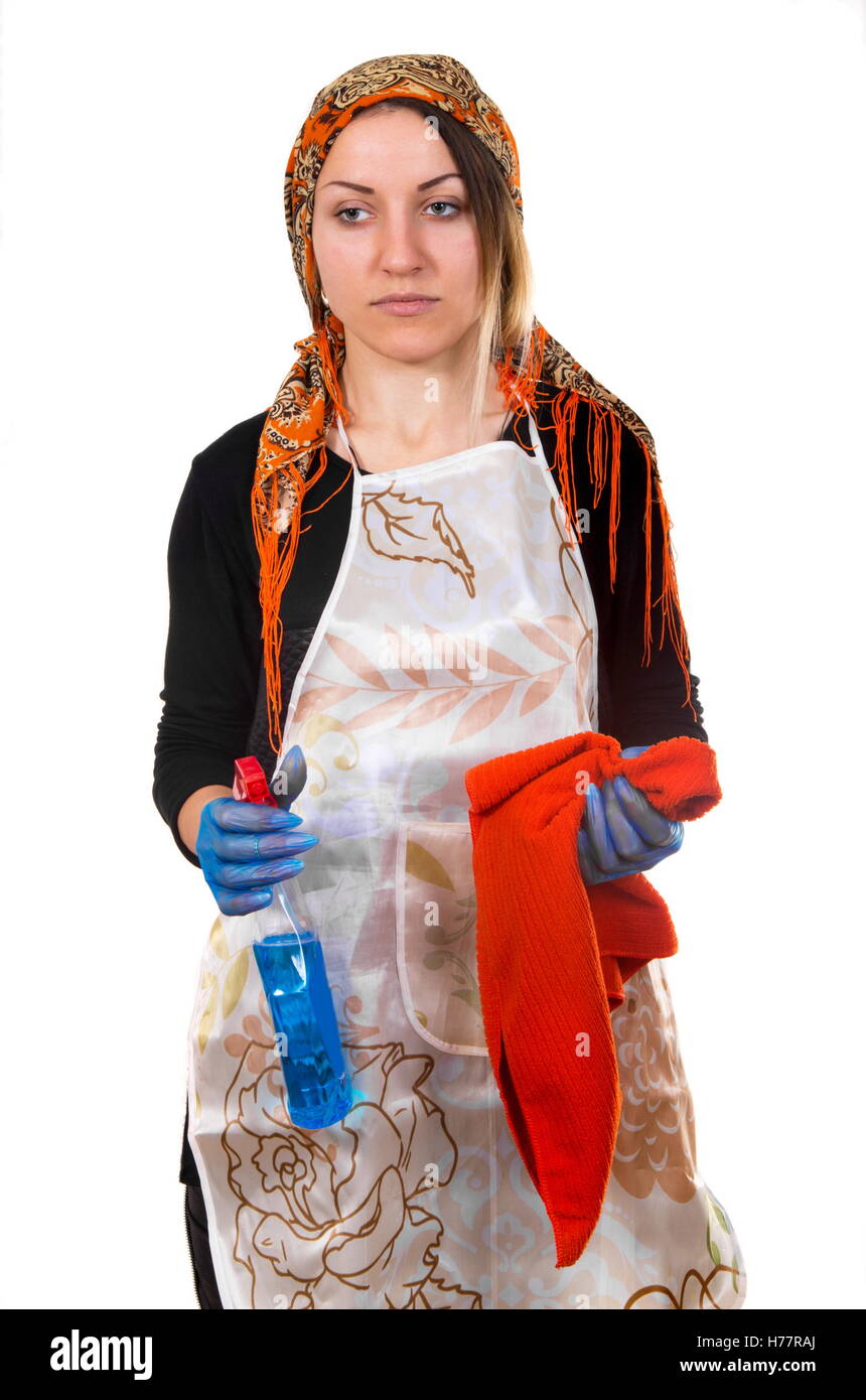 tired housewife on the white surface Stock Photo - Alamy