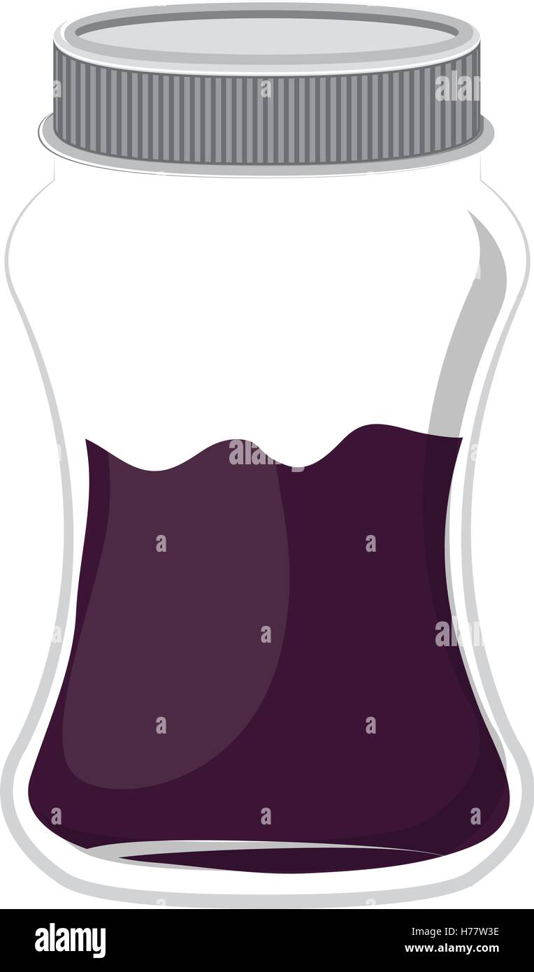silhouette jar of violet jam with lid vector illustration Stock Vector ...