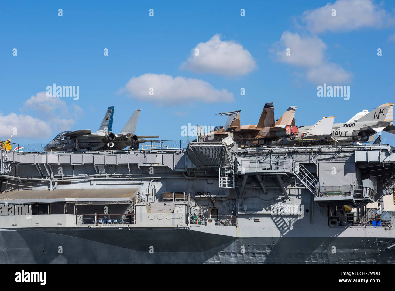 USS Midway Museum ship, Tuna Harbor Park. San Diego, California, USA ...