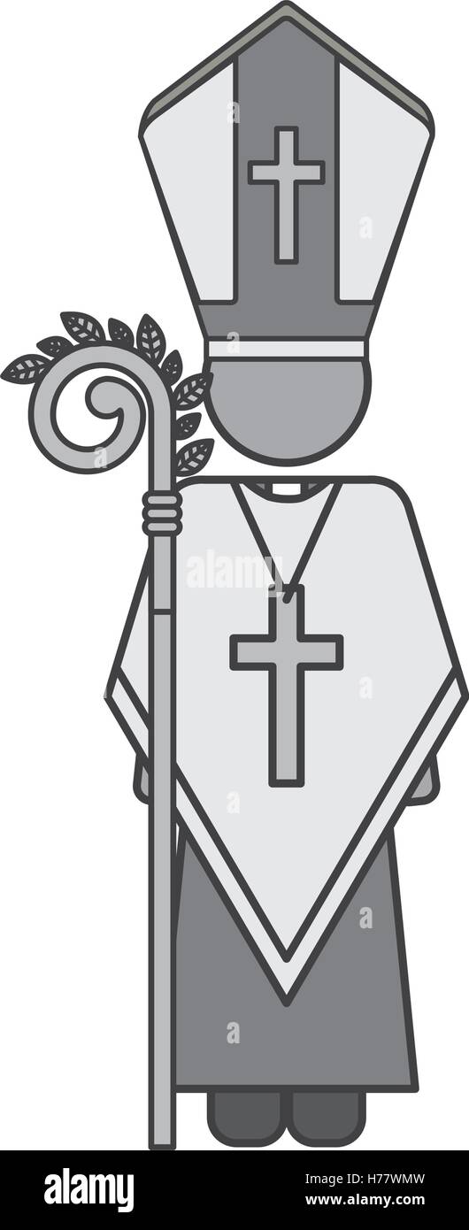 priest or reverend man with christian catholic religious icons over ...