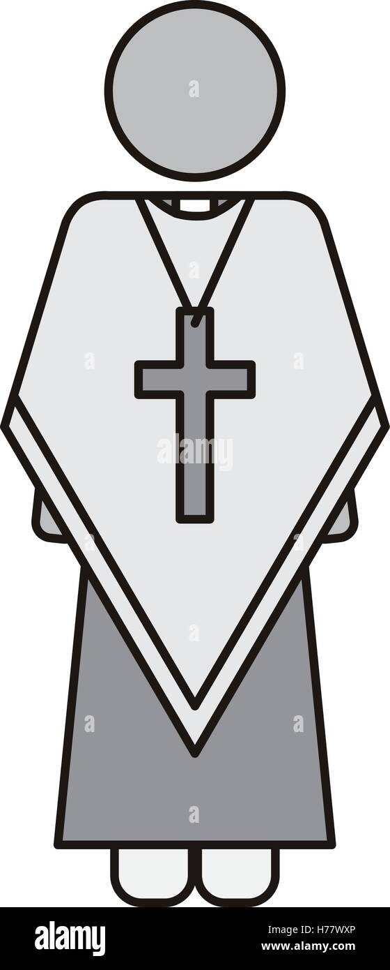 priest or reverend man with christian catholic religious icons over ...