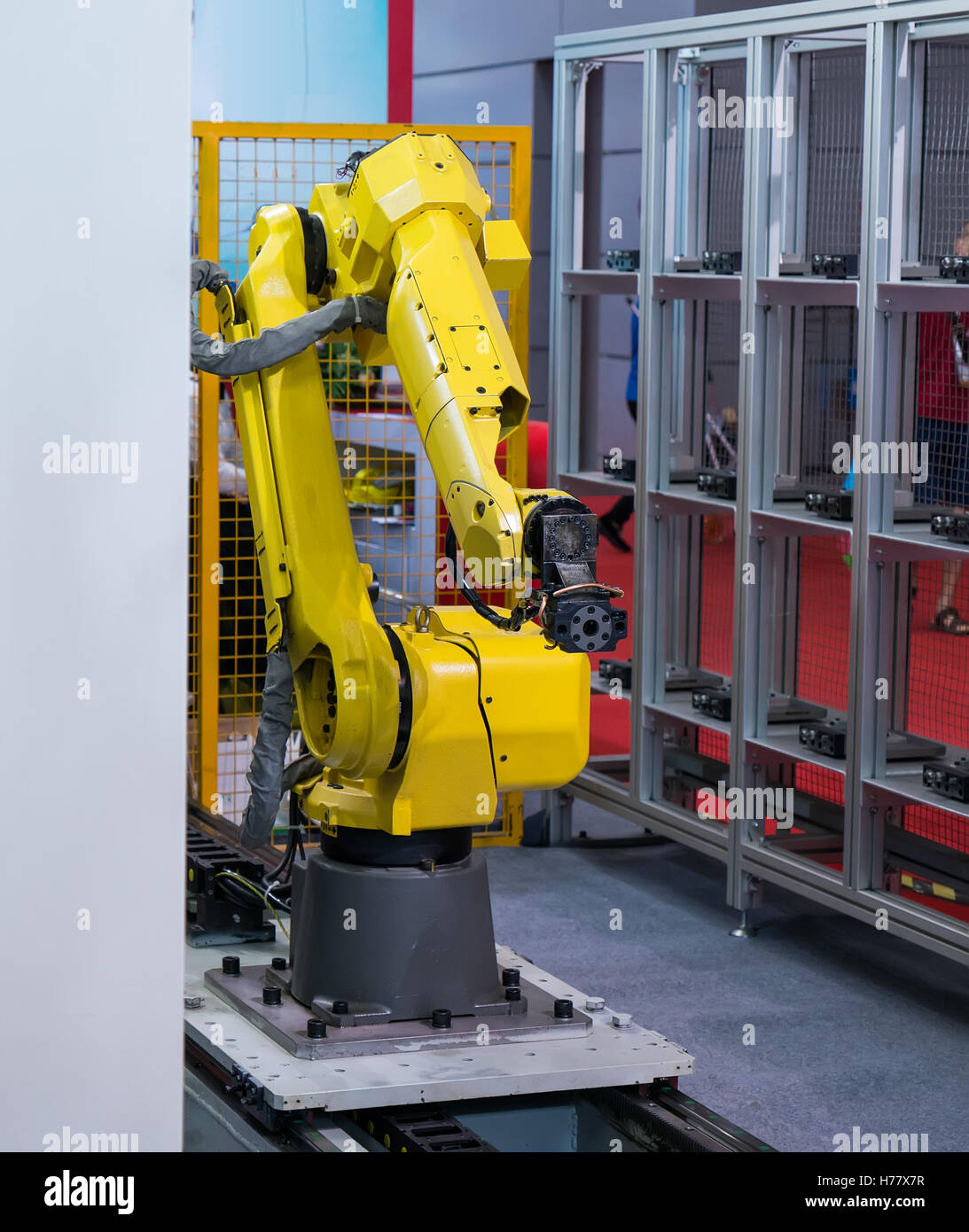 Robotic arm at production line in factory Stock Photo - Alamy