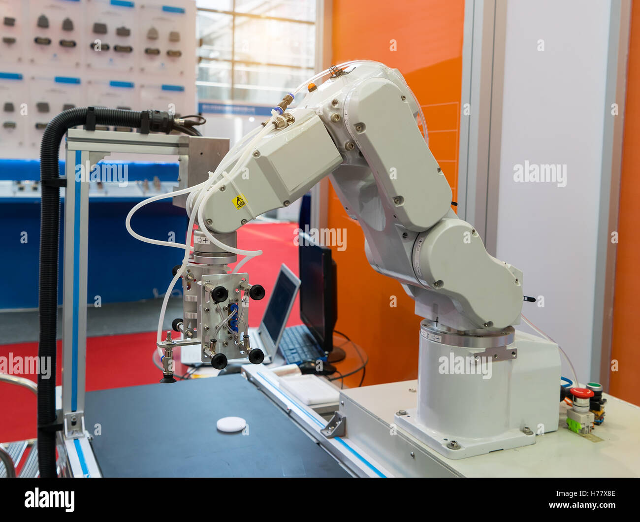 Robotic arm at production line in factory Stock Photo - Alamy