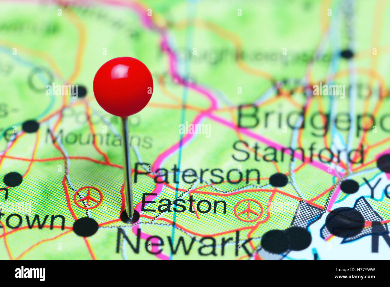 Easton pinned on a map of Pennsylvania, USA Stock Photo - Alamy
