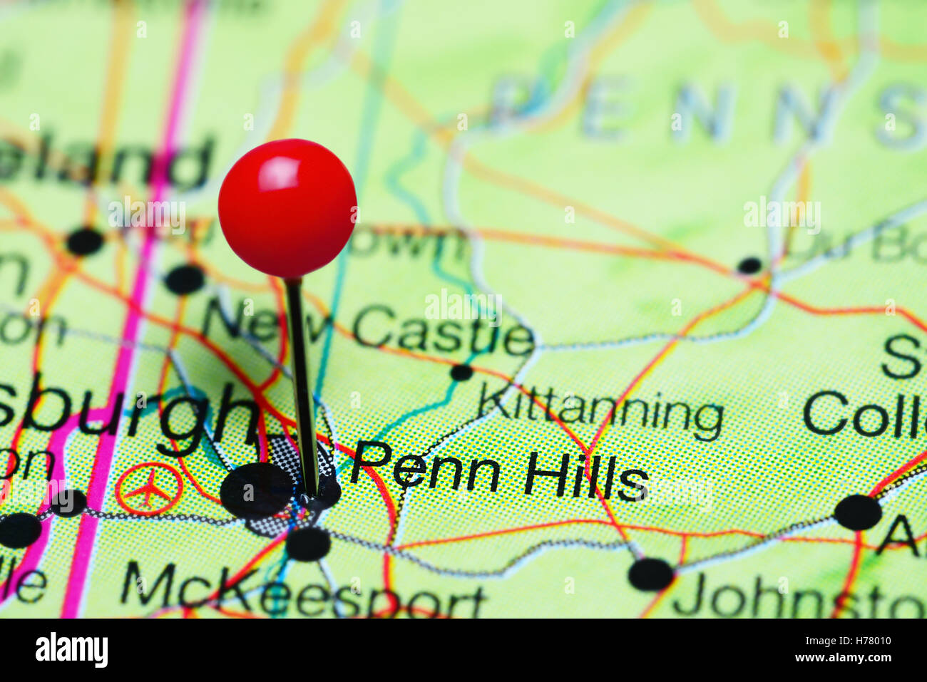 Penn Hills pinned on a map of Pennsylvania, USA Stock Photo - Alamy
