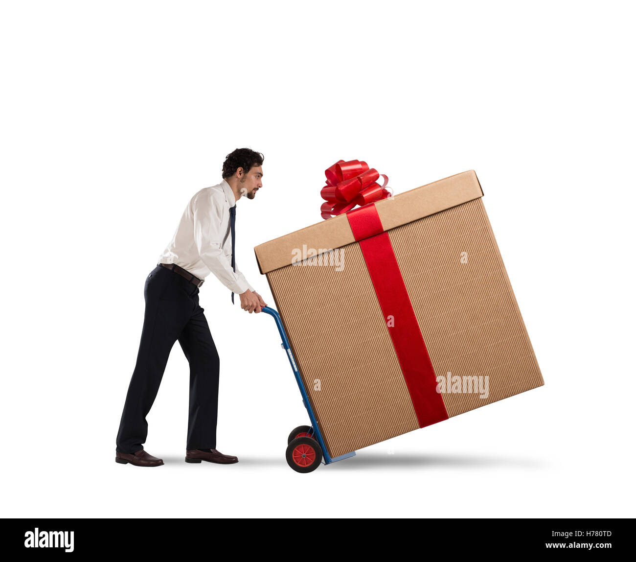 Delivery man carrying box Cut Out Stock Images & Pictures - Alamy