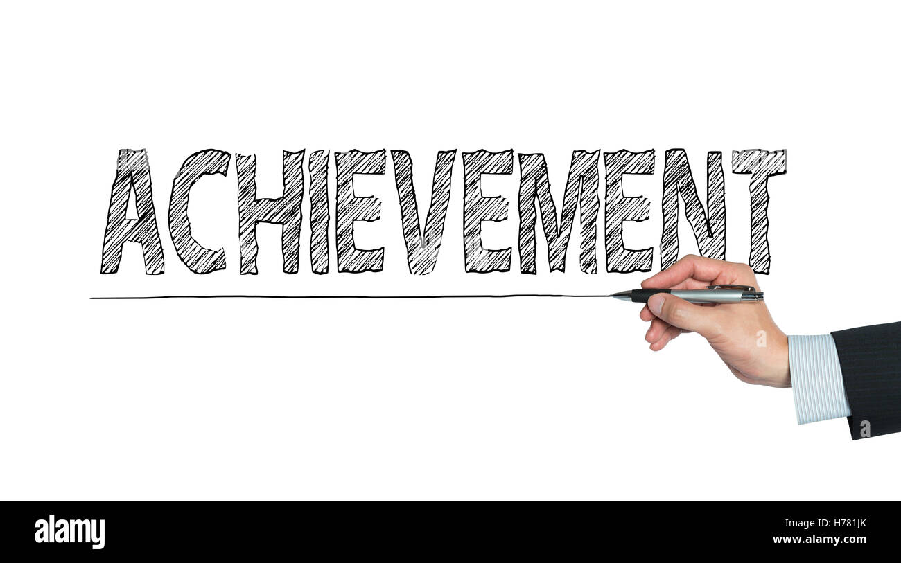 achievement written by hand, hand writing on transparent board, photo ...