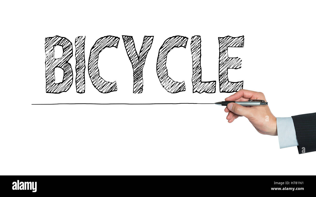 bicycle written by hand, hand writing on transparent board, photo Stock ...
