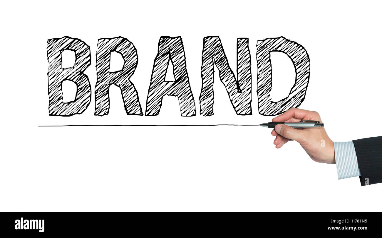 brand written by hand, hand writing on transparent board, photo Stock ...