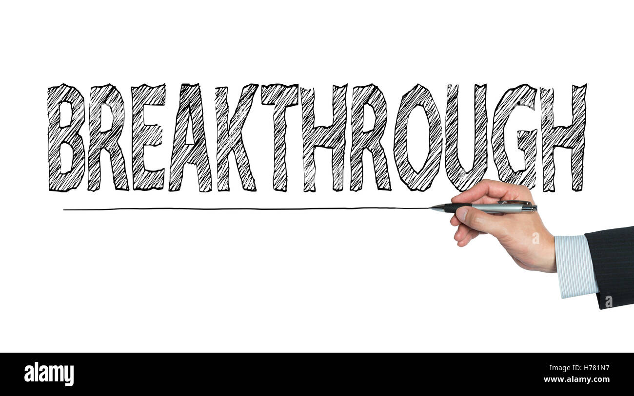 break through written by hand, hand writing on transparent board, photo ...