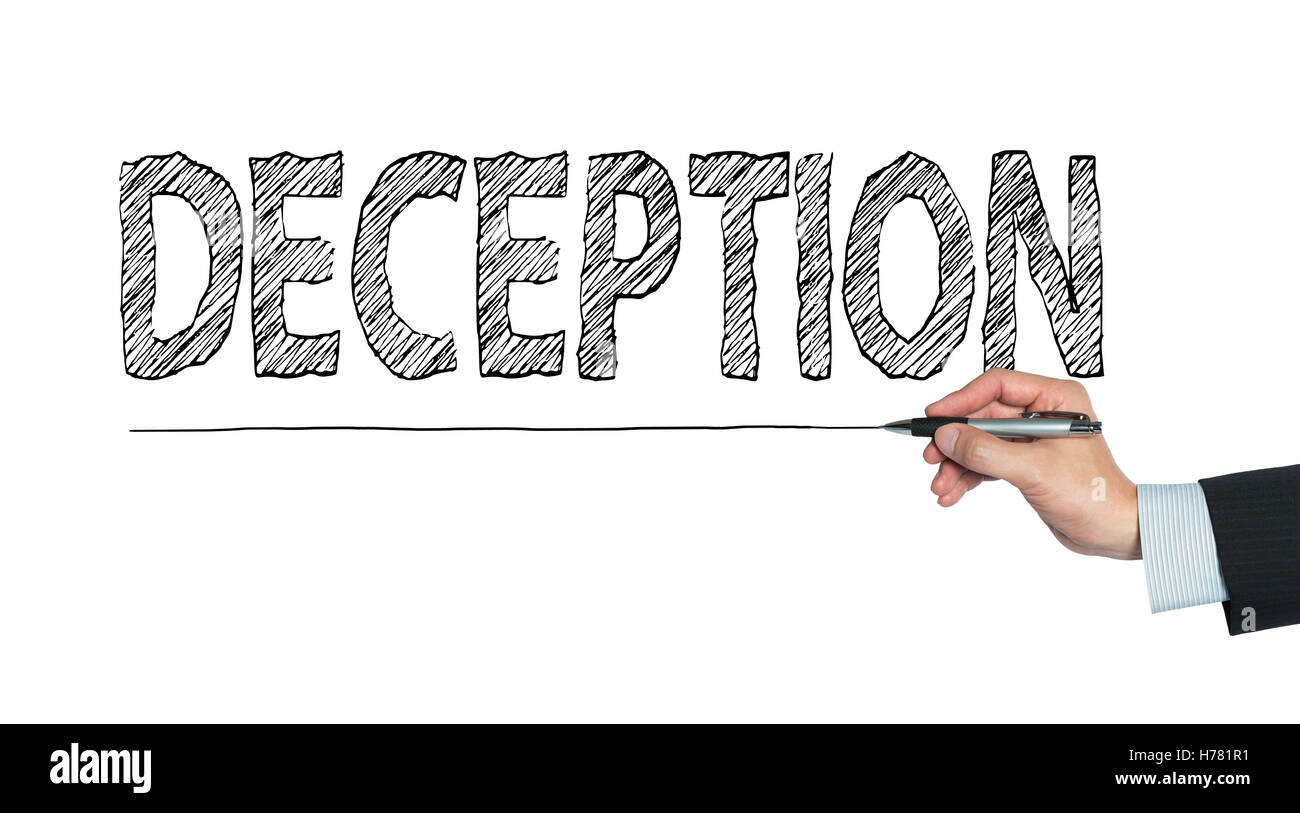 deception written by hand, hand writing on transparent board, photo ...