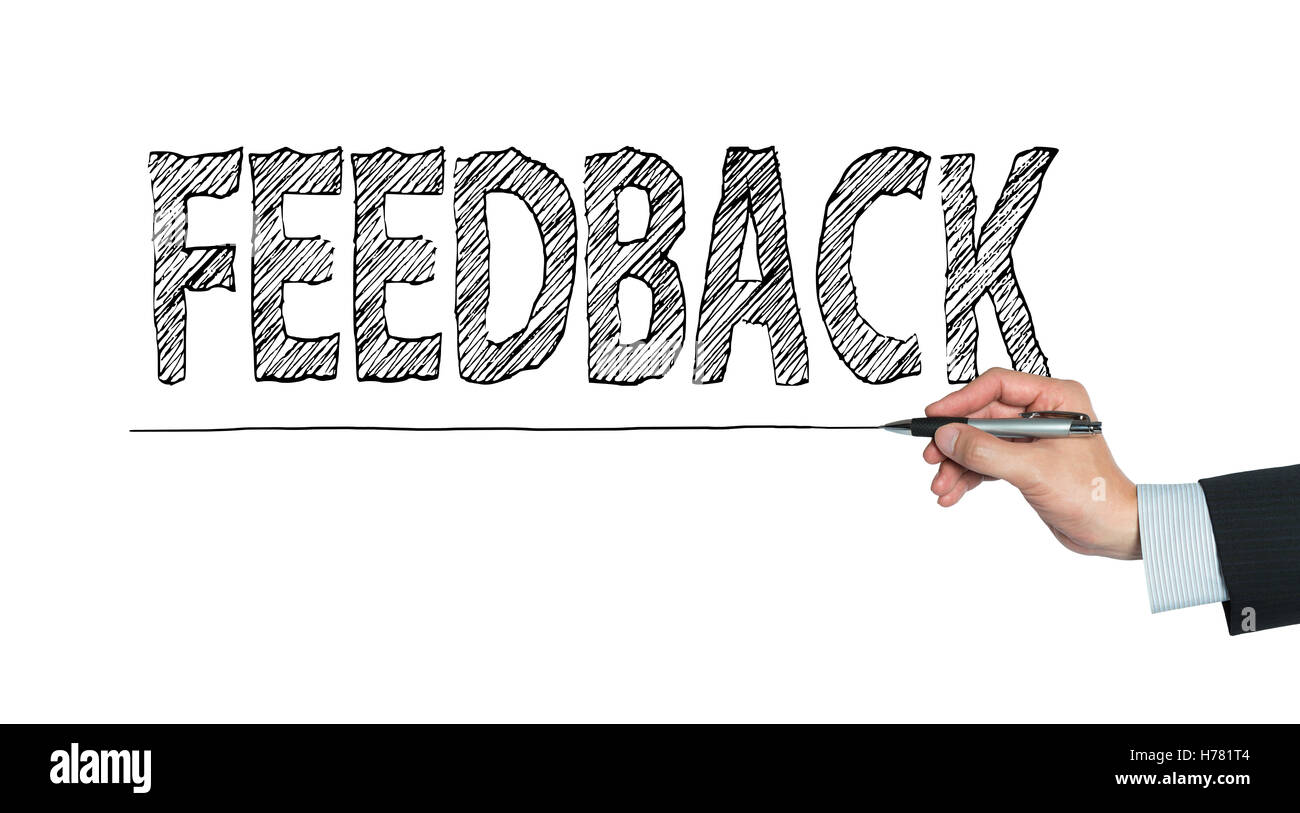 feedback written by hand, hand writing on transparent board, photo ...