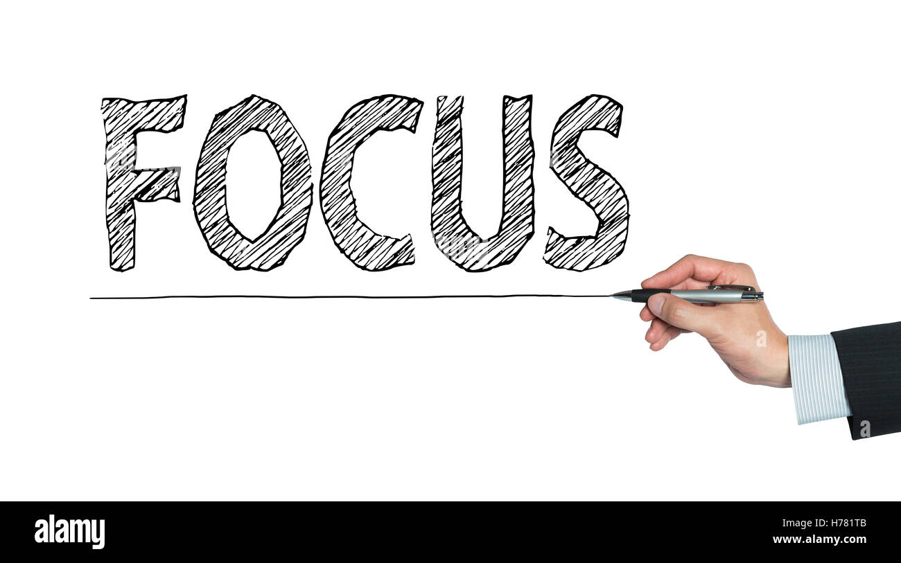 focus written by hand, hand writing on transparent board, photo Stock ...
