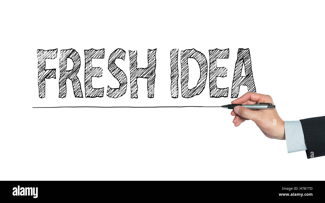 fresh idea written by hand, hand writing on transparent board, photo ...