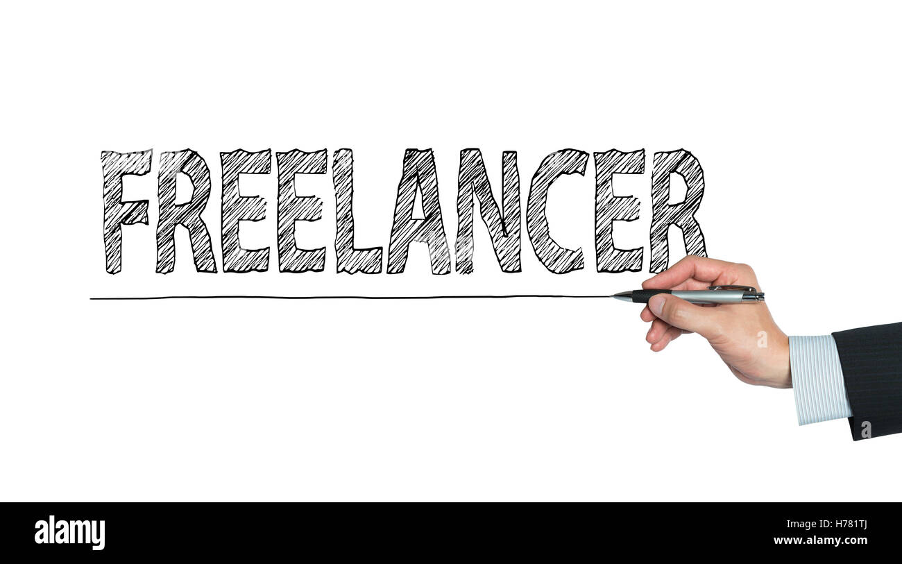 freelancer written by hand, hand writing on transparent board, photo ...