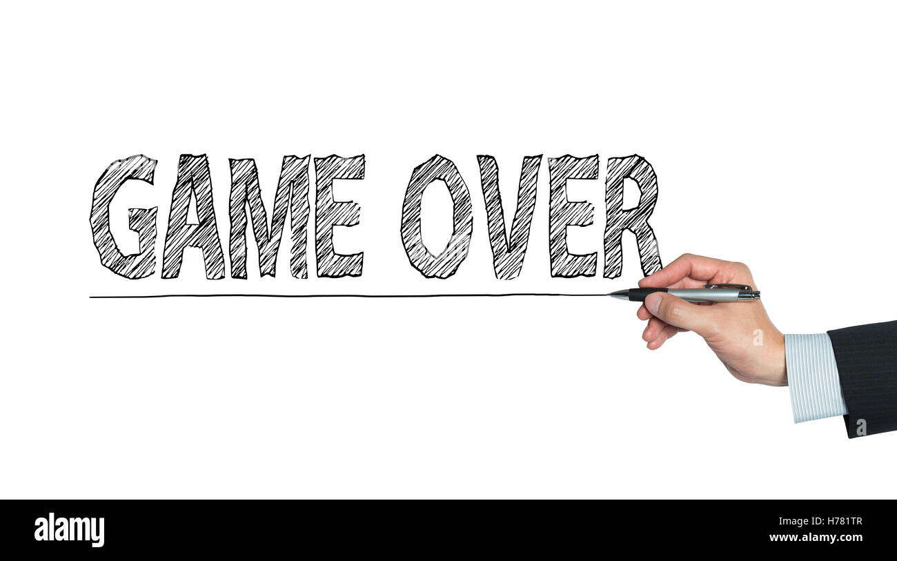 game over written by hand, hand writing on transparent board, photo ...