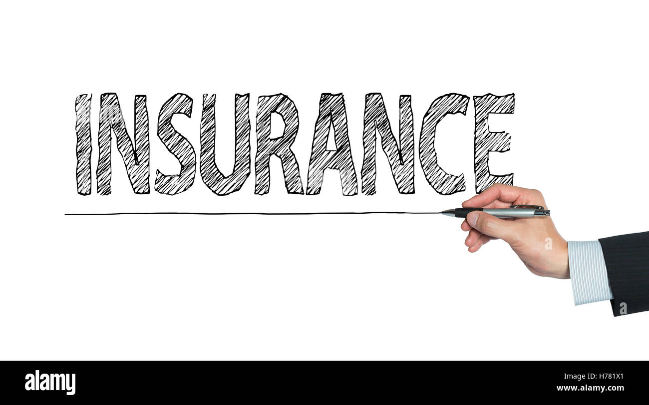 insurance written by hand, hand writing on transparent board, photo ...
