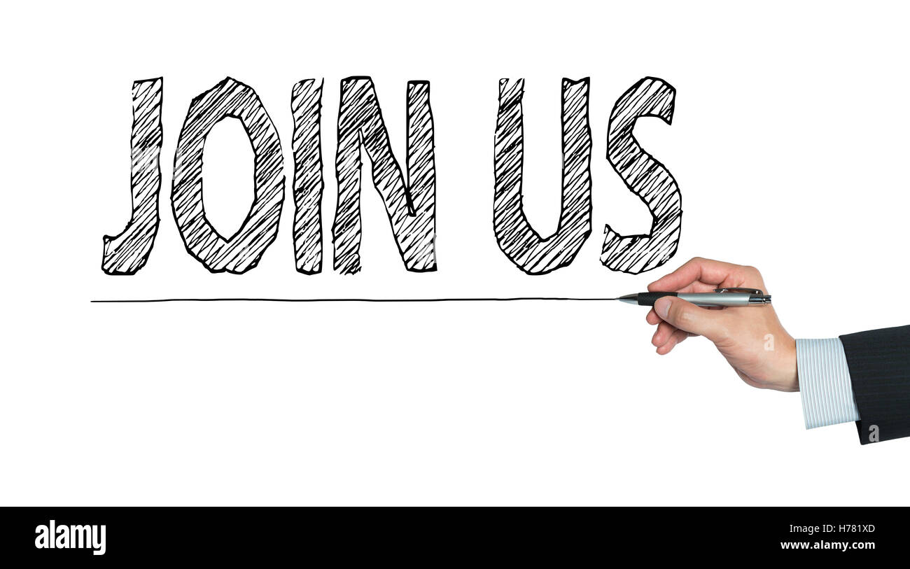 join us written by hand, hand writing on transparent board, photo Stock ...