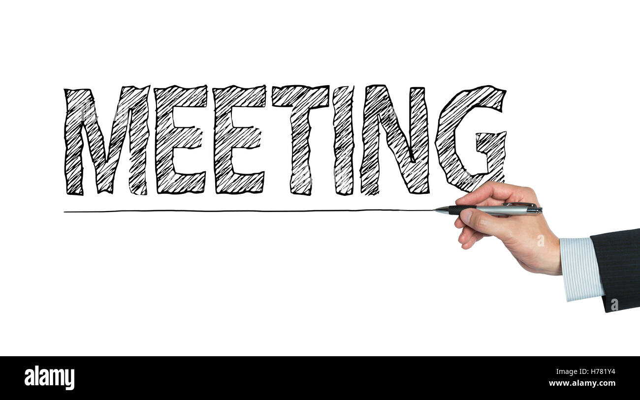 meeting written by hand, hand writing on transparent board, photo Stock ...