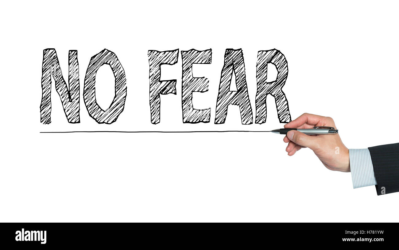 no fear written by hand, hand writing on transparent board, photo Stock ...